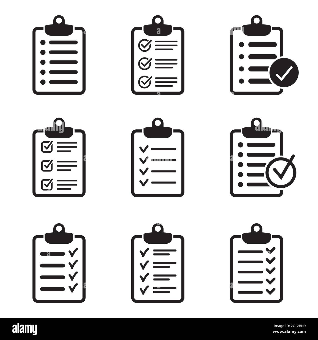 Set of clipboard with checklist icons, symbol for web site and app ...