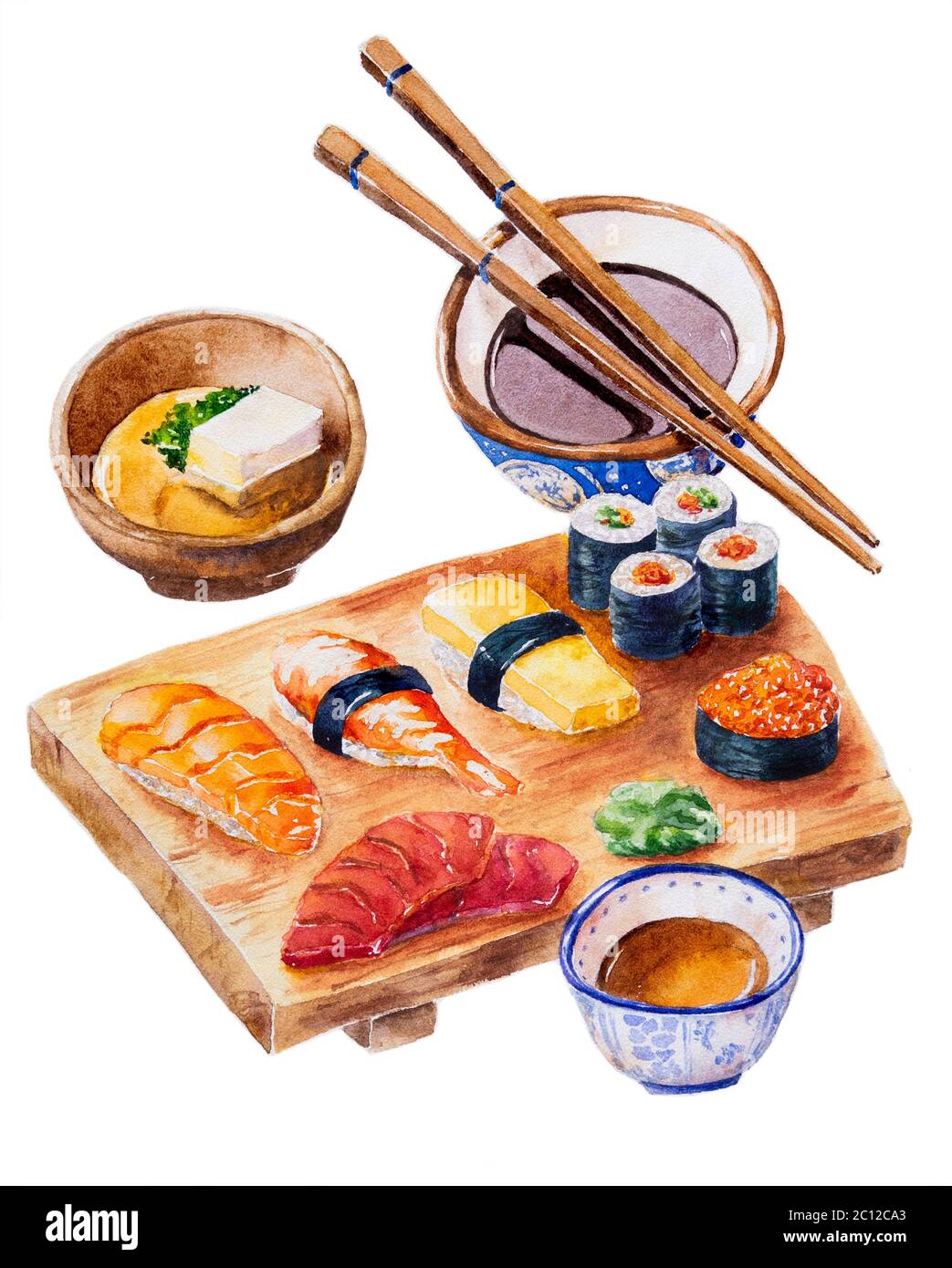 Watercolor food illustration on white background Stock Photo - Alamy