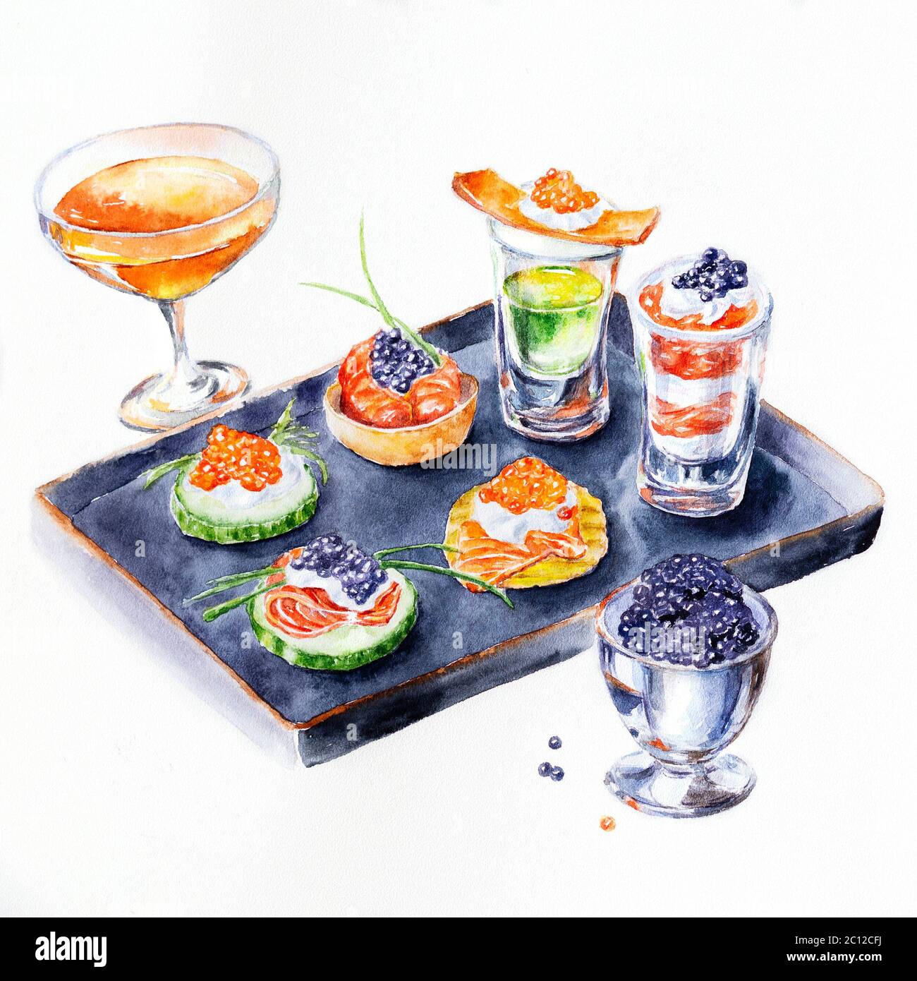 Watercolor food illustration on white background Stock Photo - Alamy
