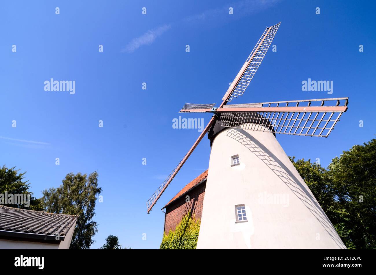 Traditional White Windmill Stock Photo - Alamy