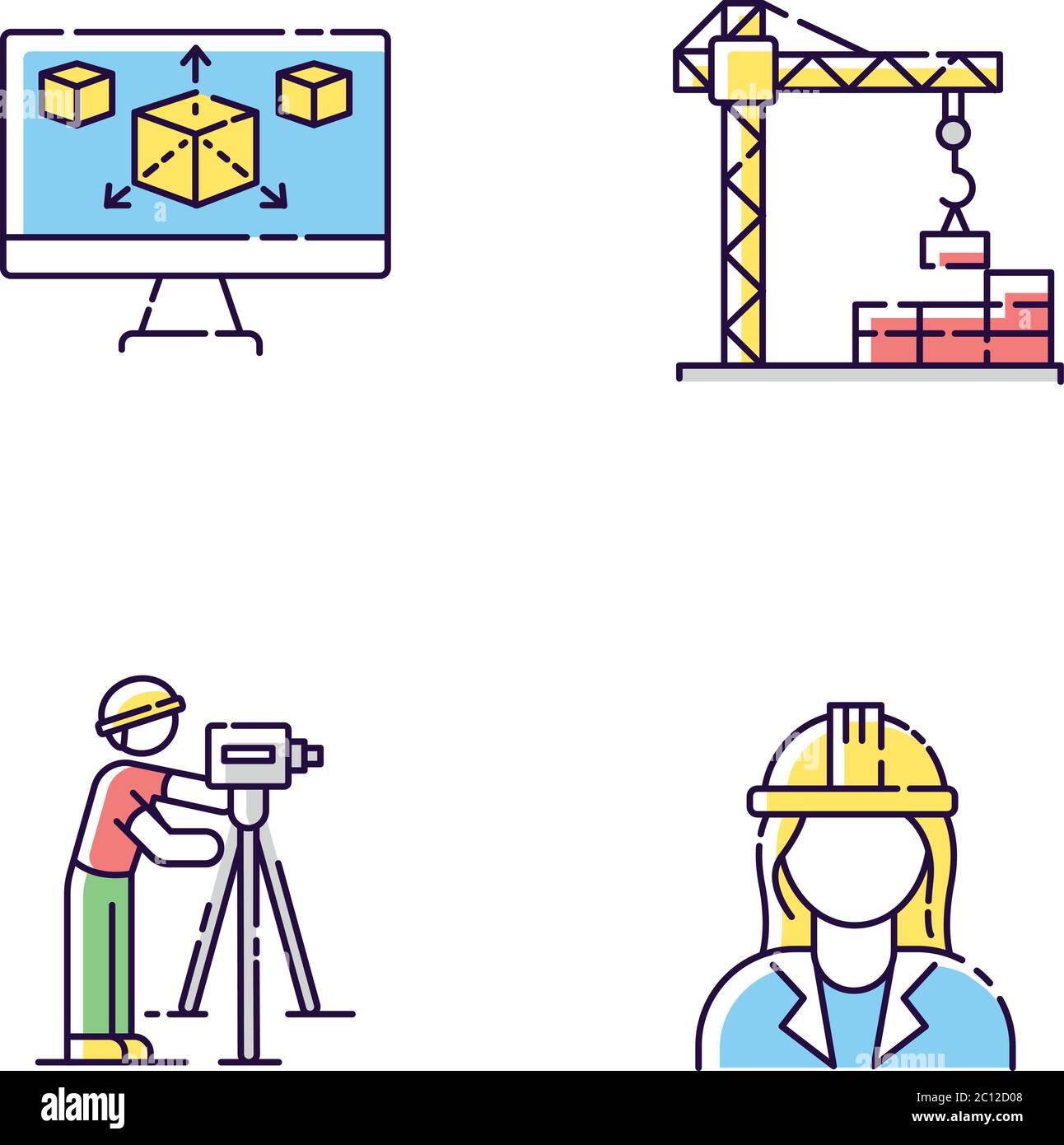 Construction building process RGB color icons set Stock Vector Image ...