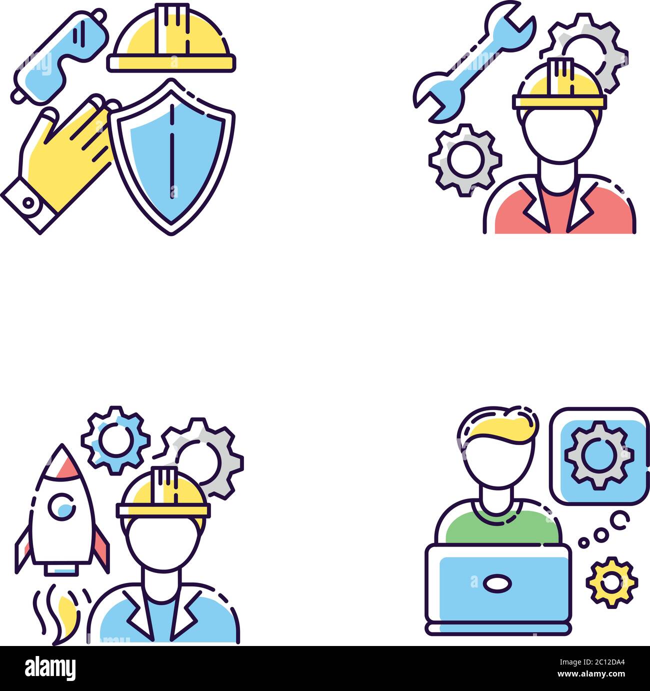 Engineer labor RGB color icons set Stock Vector Image & Art - Alamy