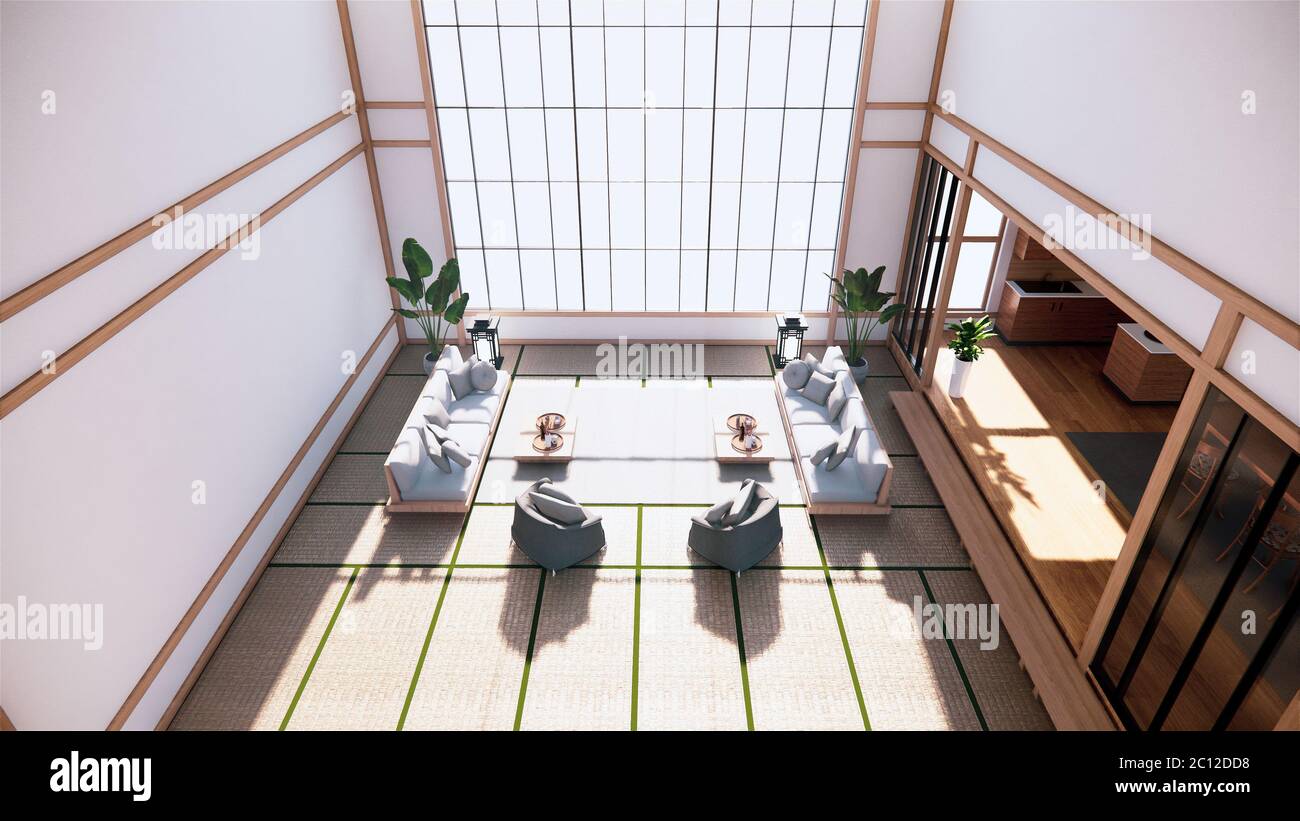 Large hall interior design, Big room japanese style interior mock up ...