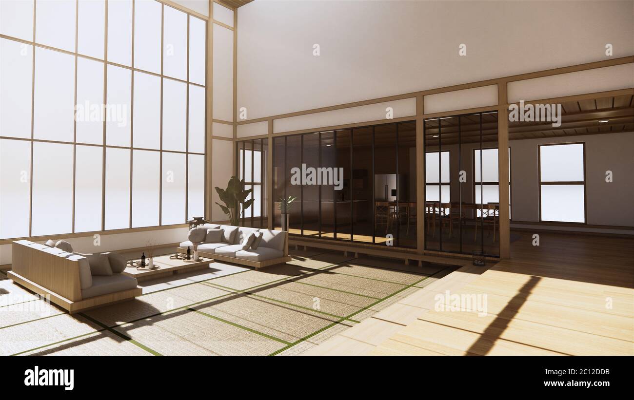 Large hall interior design, Big room japanese style interior mock up ...