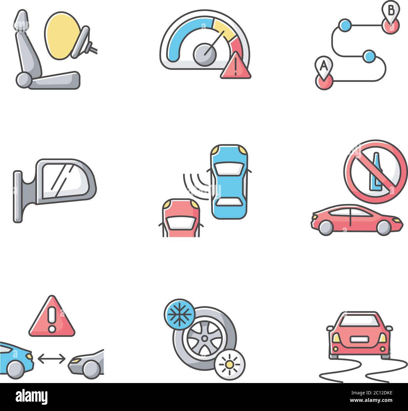 Safe driving RGB color icons set Stock Vector Image & Art - Alamy