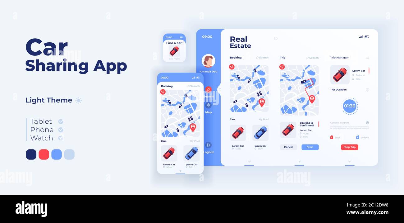 Ridesharing App Screen Vector Adaptive Design Template Stock Vector Image And Art Alamy