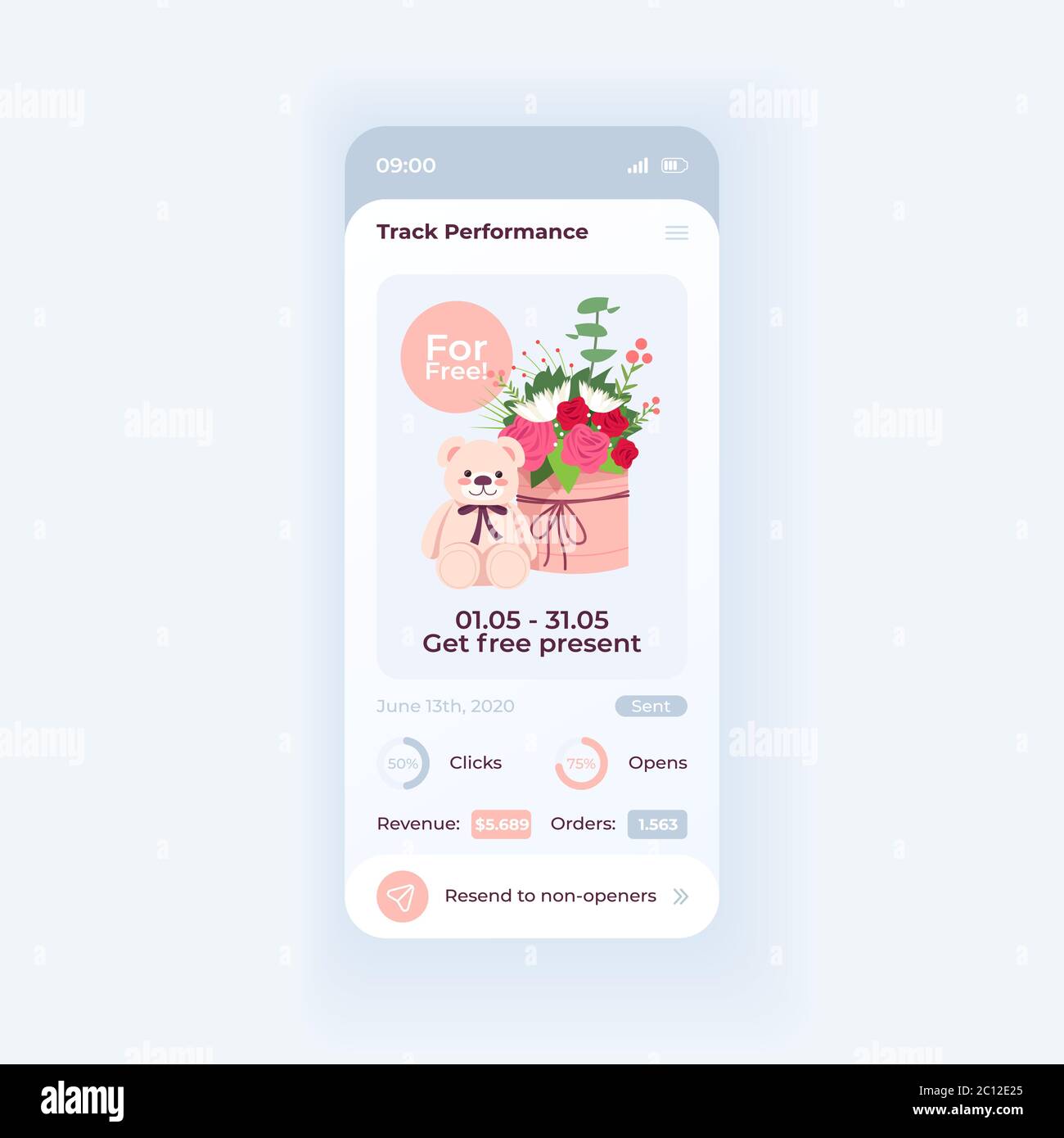 Track perfomance smartphone interface vector template Stock Vector ...