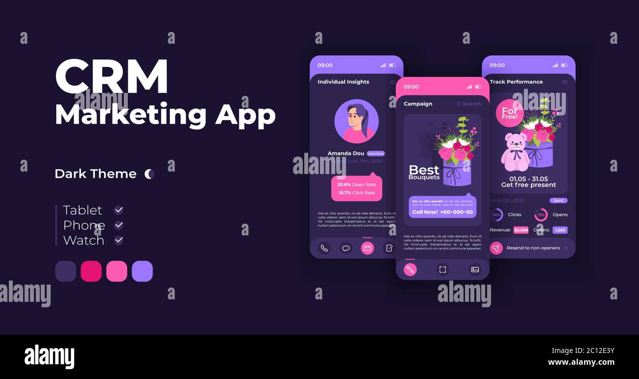 Online promotion cartoon smartphone interface vector templates set ...