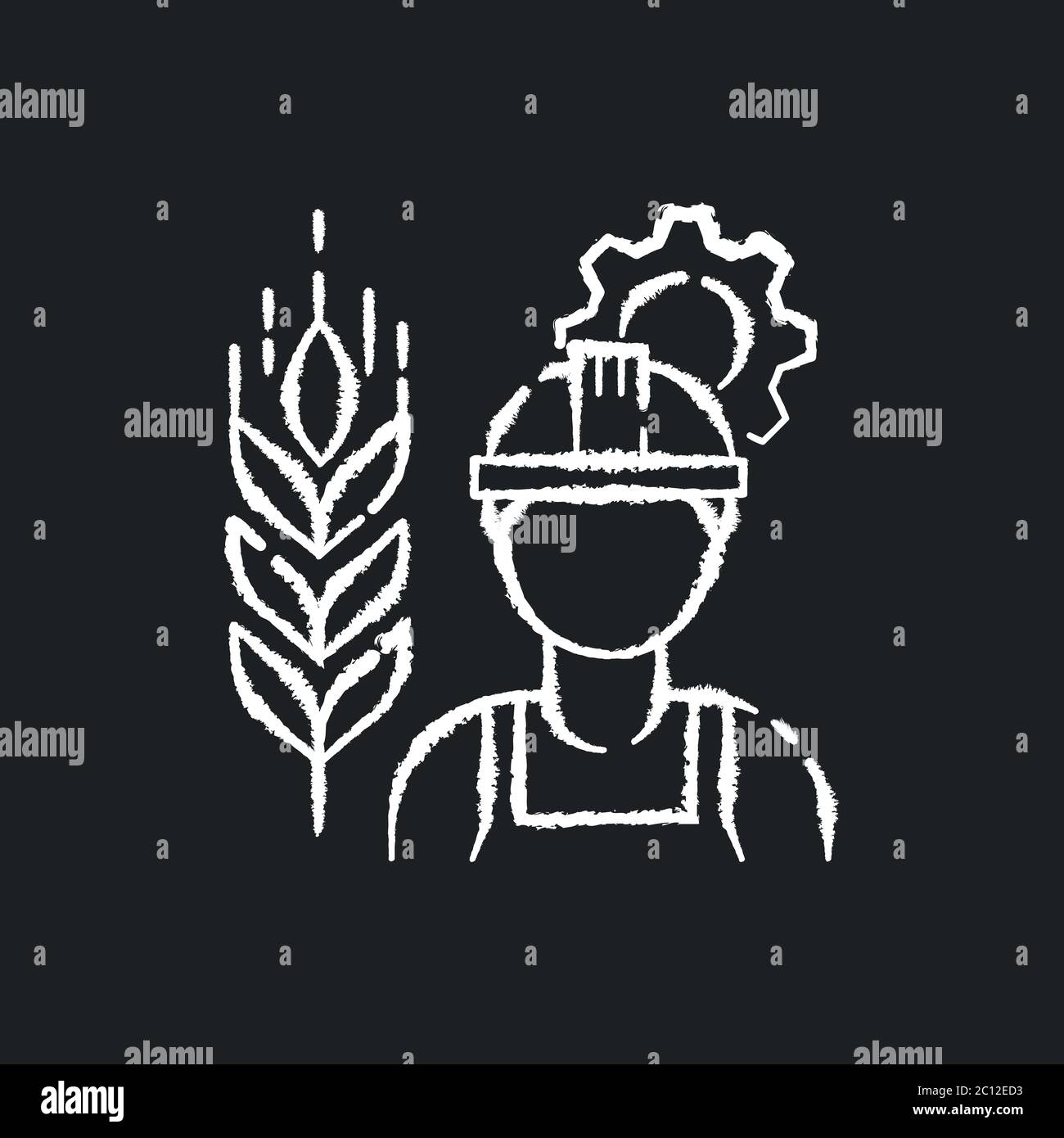 Agricultural engineer chalk white icon on black background Stock Vector ...