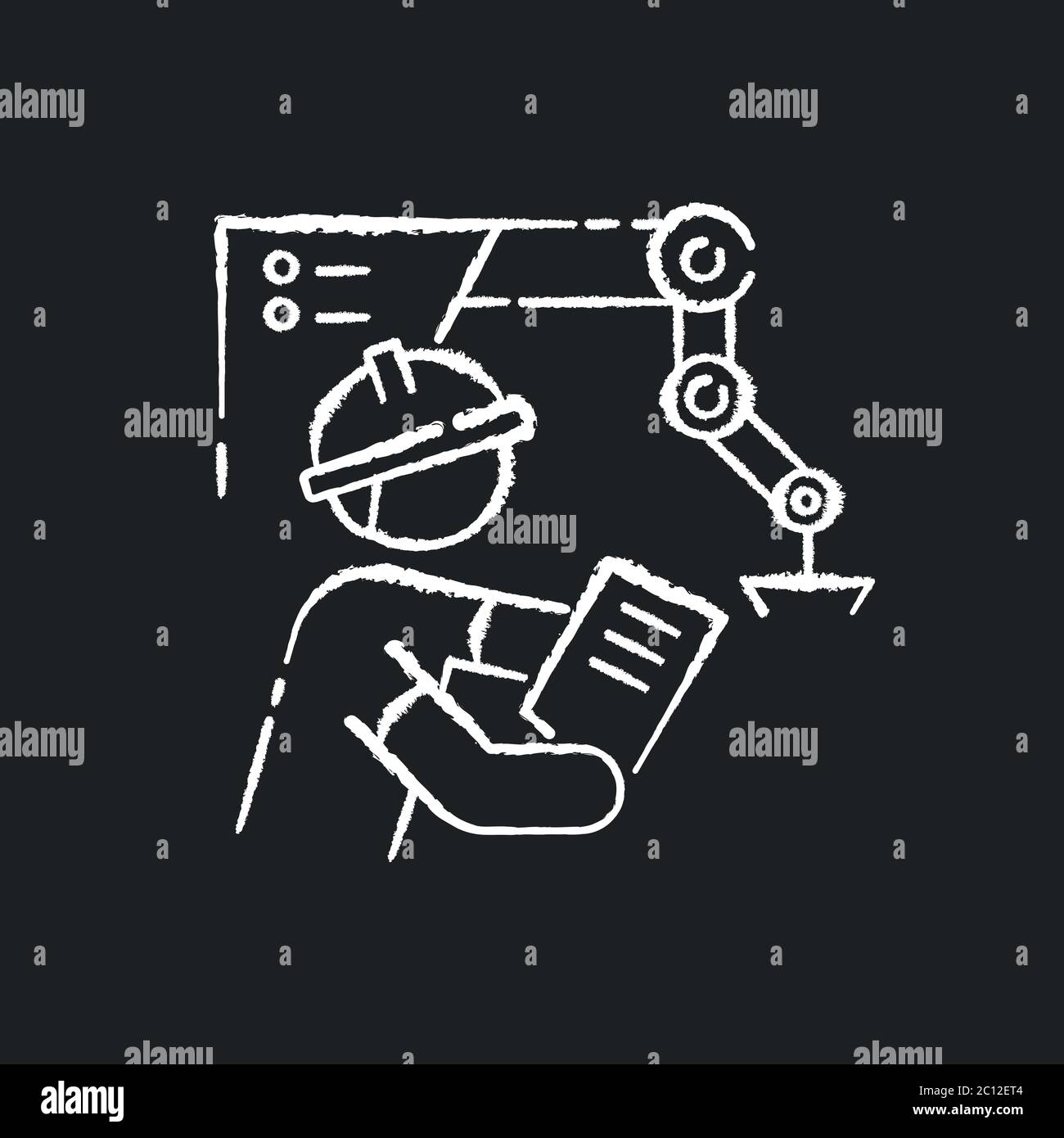 Project engineer chalk white icon on black background Stock Vector ...