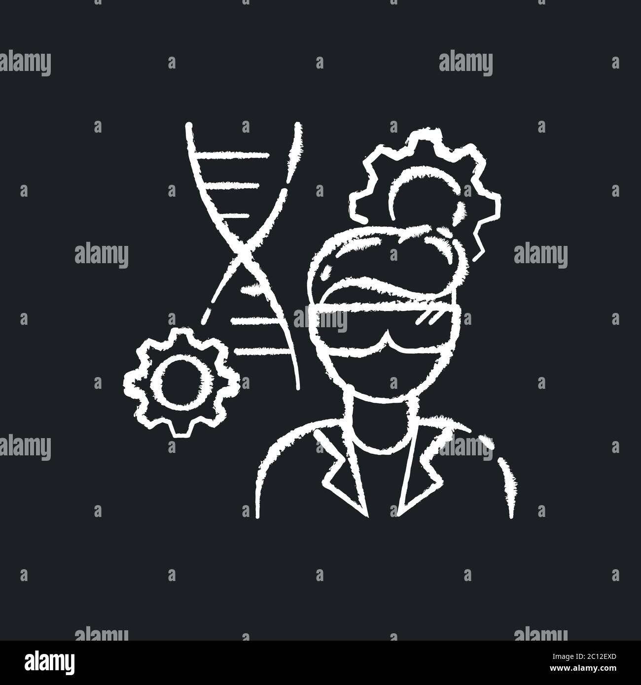 Biomedical engineer chalk white icon on black background Stock Vector ...