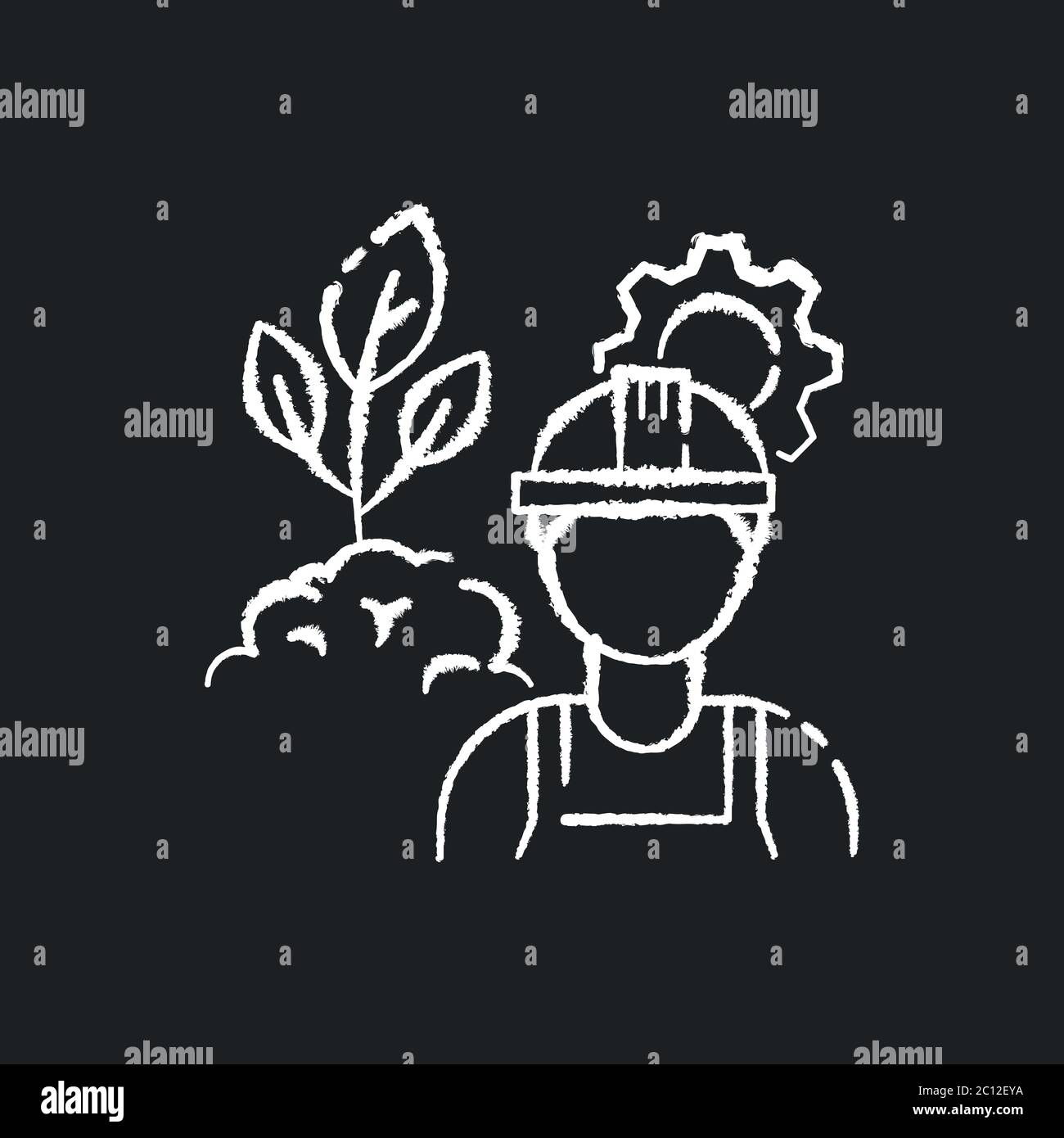 Environmental engineer chalk white icon on black background Stock ...