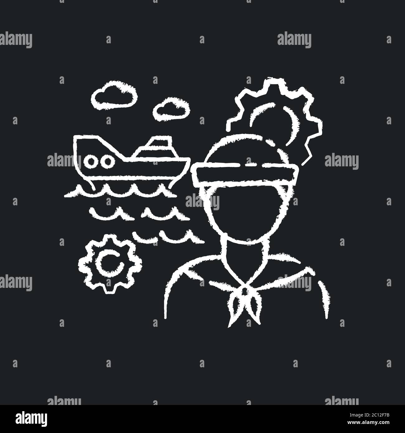 Marine engineer chalk white icon on black background Stock Vector Image ...