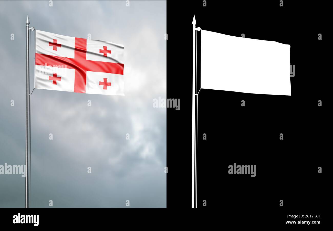 3d illustration of the state flag of Georgia moving in the wind at the ...