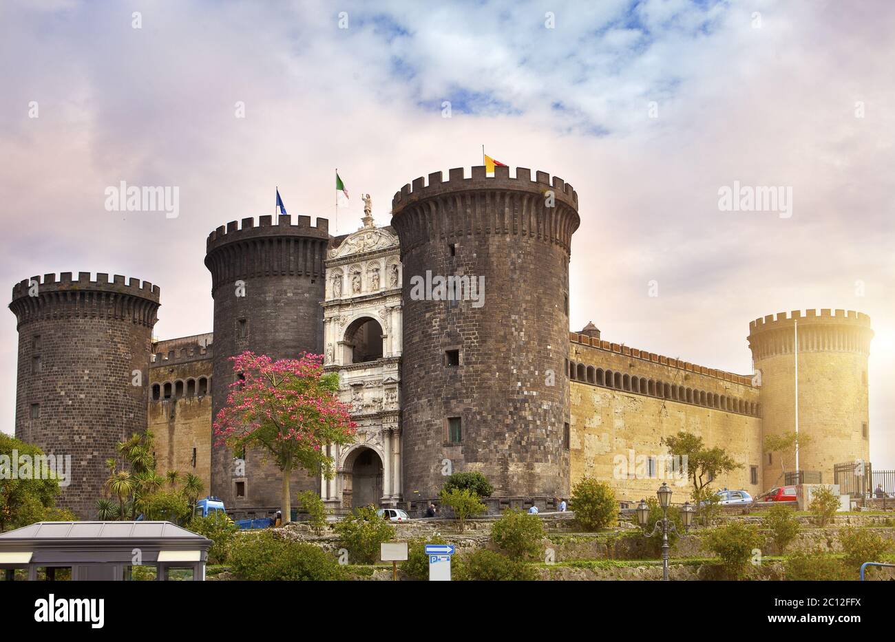 Castel nuovo (New Castle) or Castle of Maschio Angioino in Naples ...