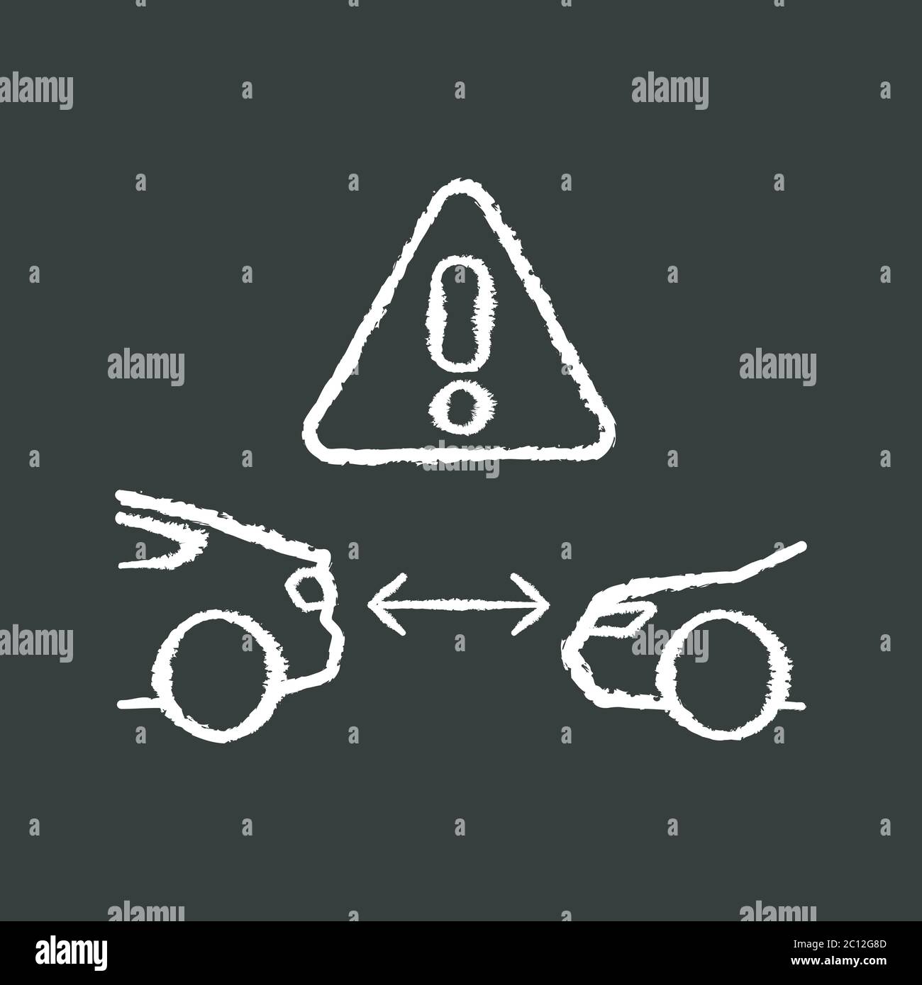 Safe distance between cars chalk white icon on black background Stock ...