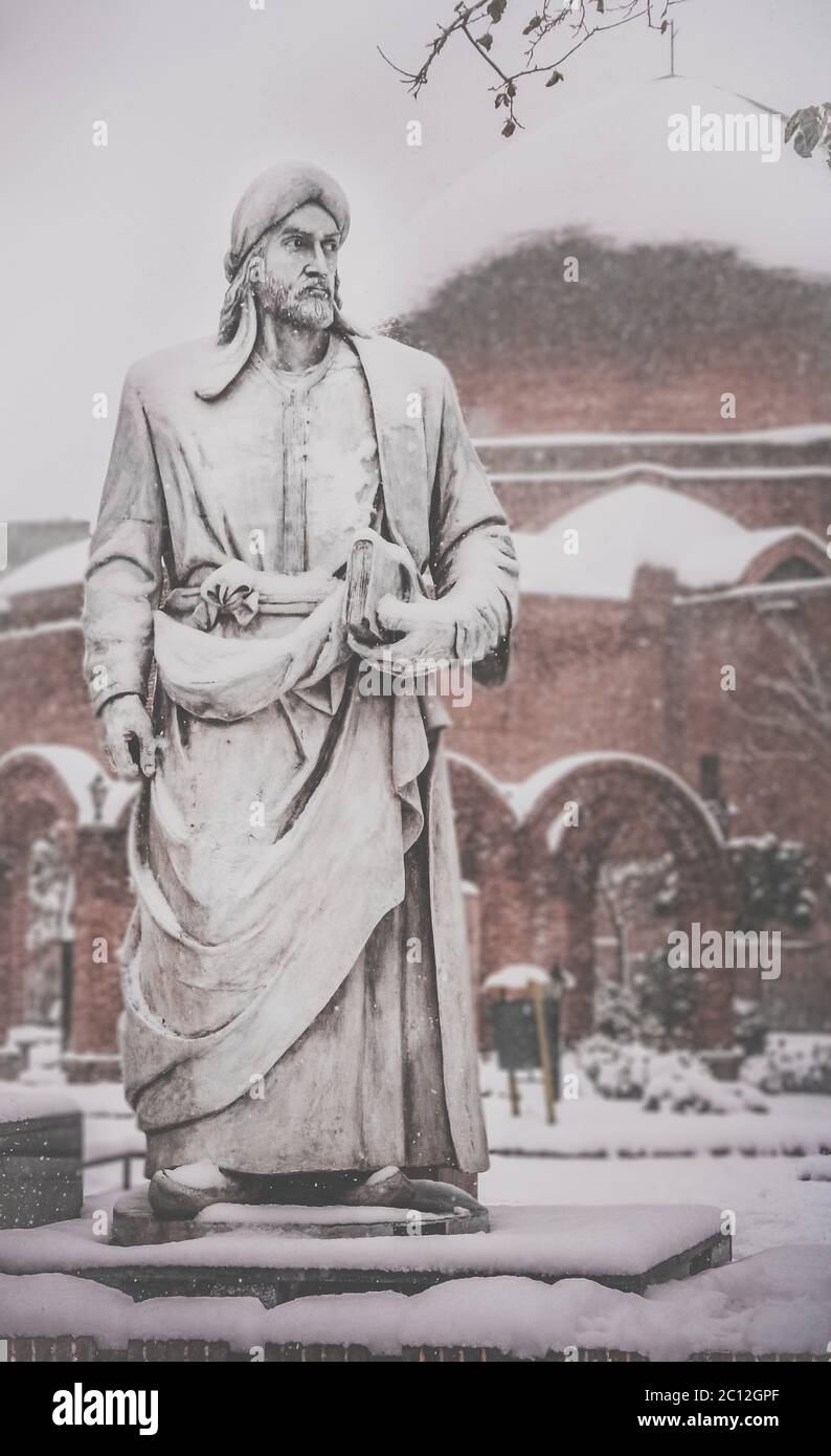 Blue mosque and Khaqani poet statue Stock Photo - Alamy