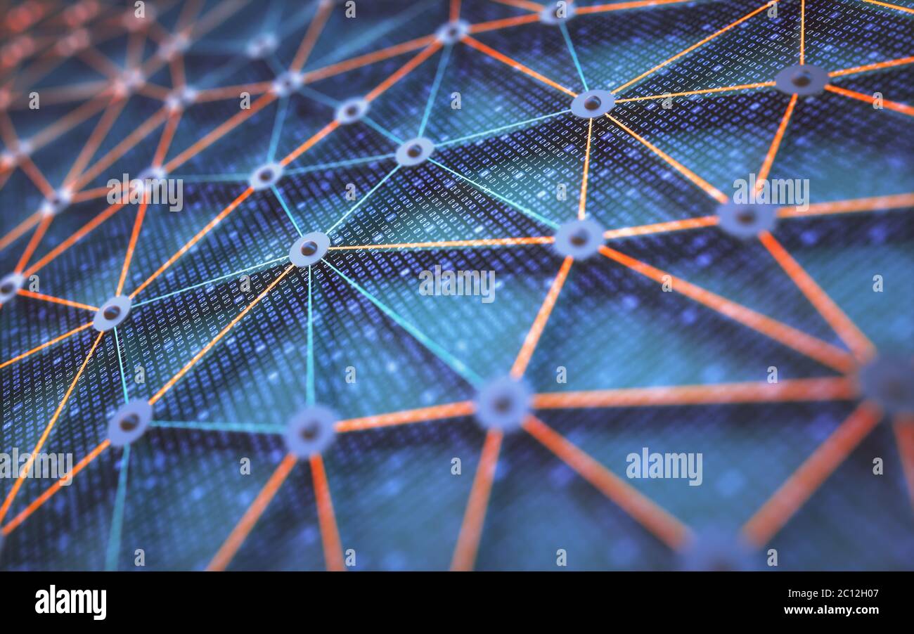 Artificial intelligence, connections and nucleus in concept of interconnected neurons. Abstract ...