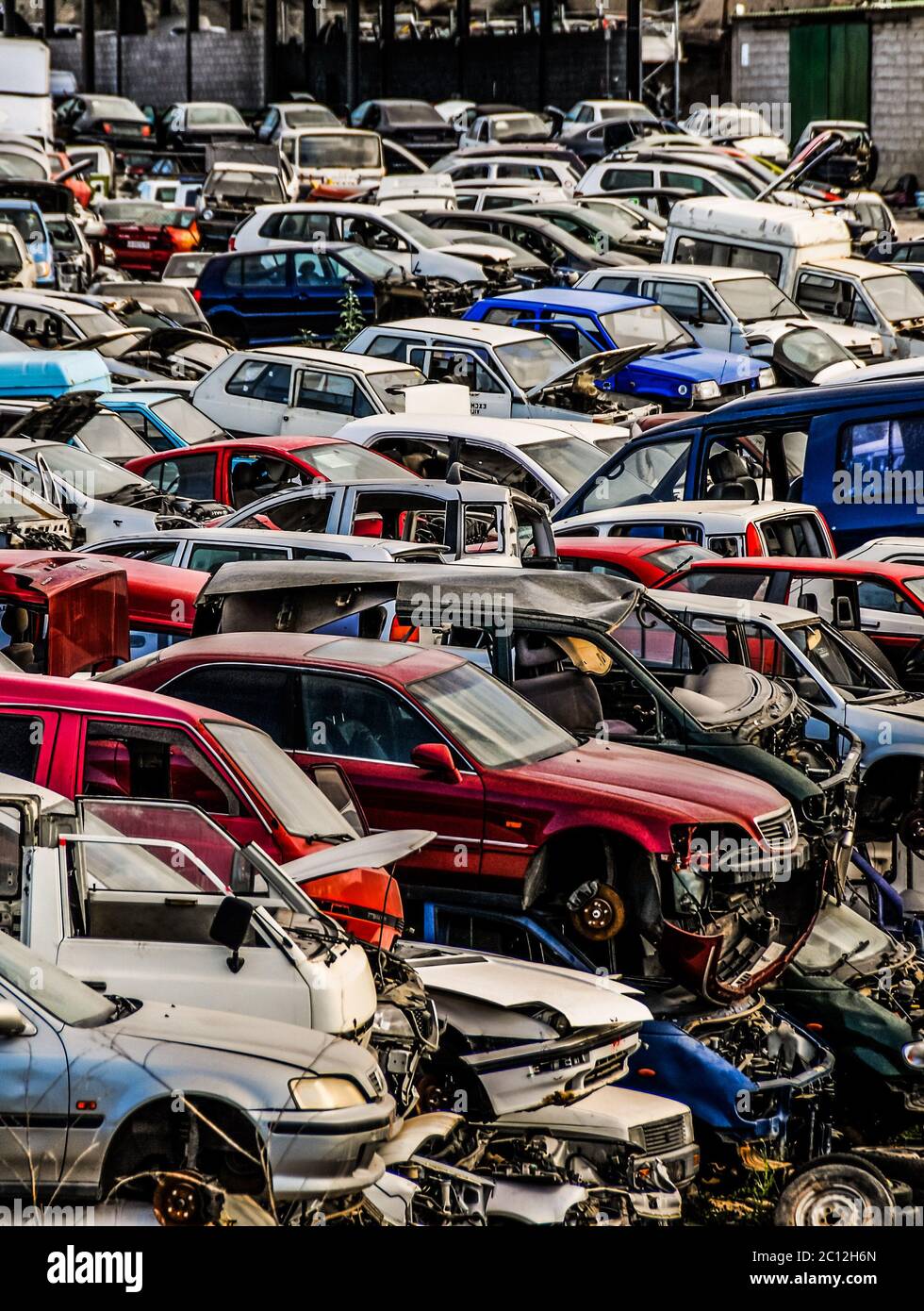 Old Junk Cars On Junkyard Stock Photo - Alamy