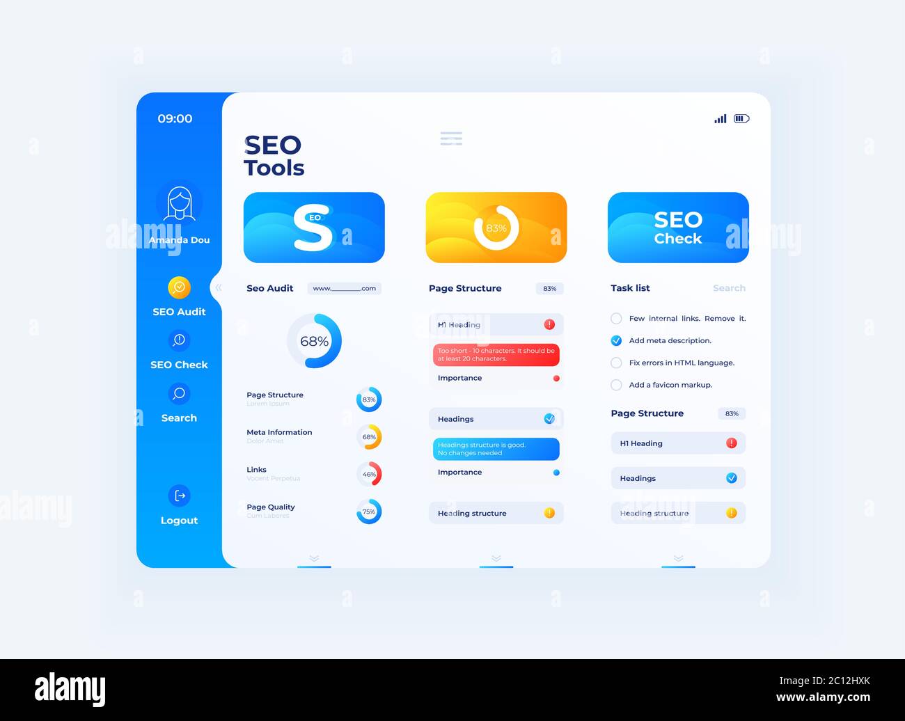 Seo charts tablet interface vector template Stock Vector Image & Art ...