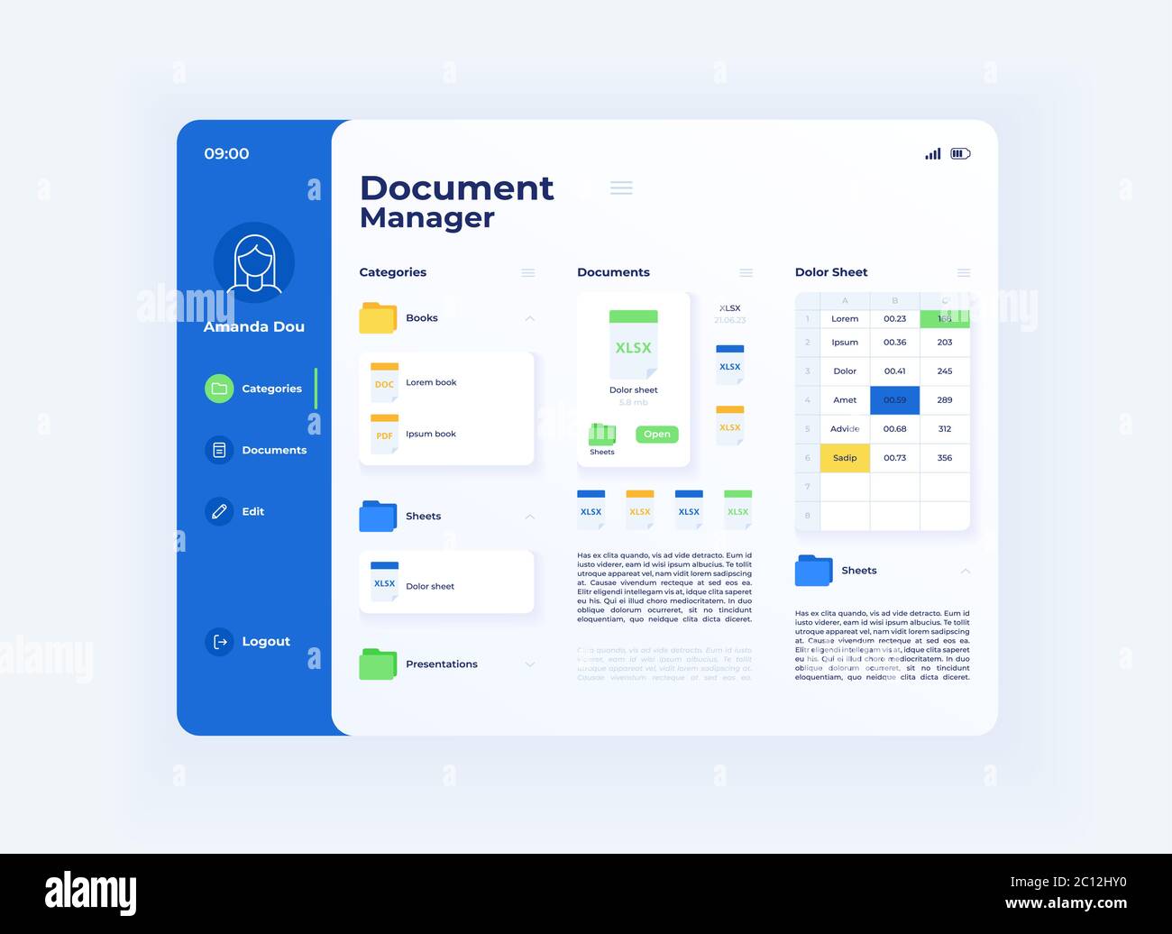 Share document tablet interface vector template Stock Vector Image ...