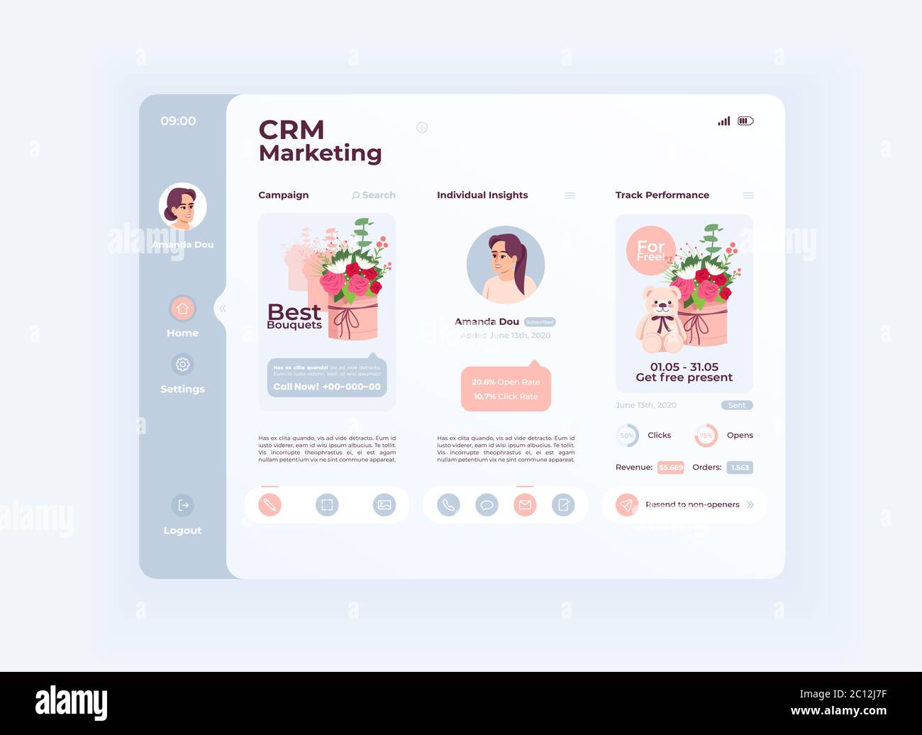 Marketing strategy tablet interface vector template Stock Vector Image ...