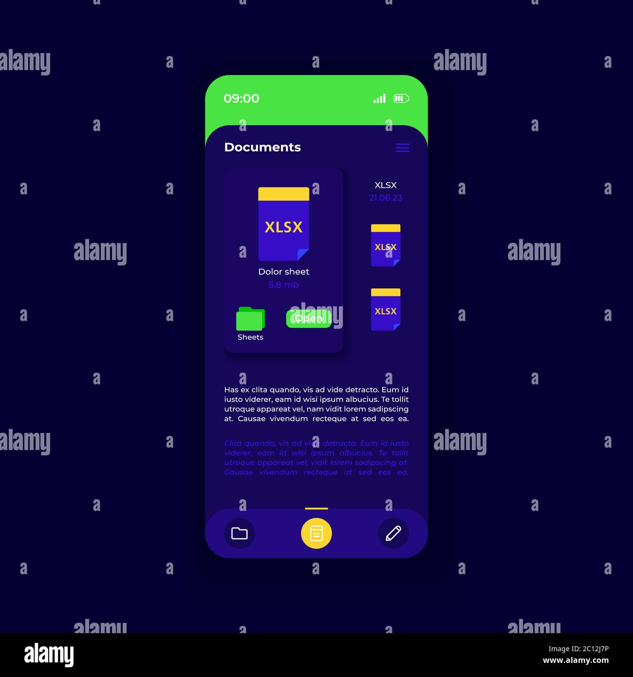 File catalog smartphone interface vector template Stock Vector Image ...