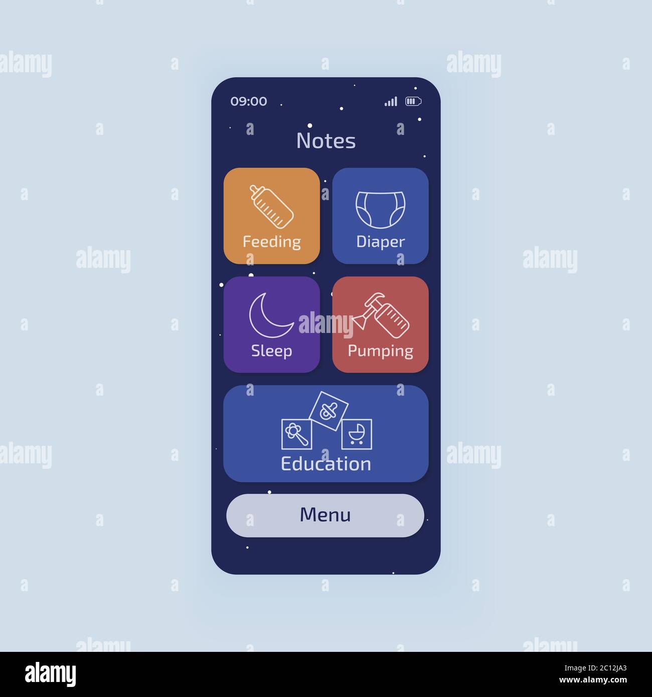 Baby tracking smartphone interface vector template Stock Vector Image ...