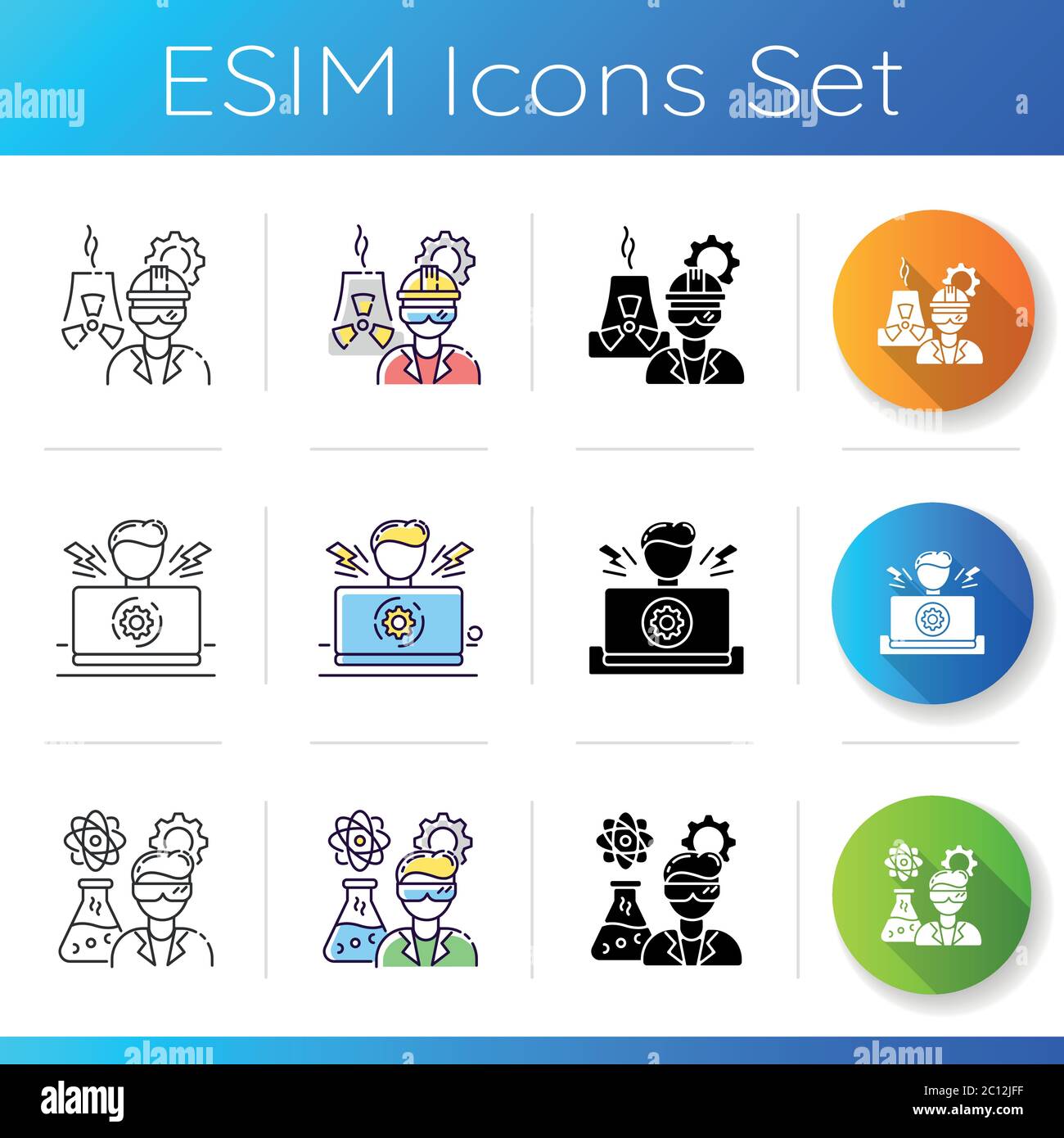 Engineer profession icons set Stock Vector Image & Art - Alamy