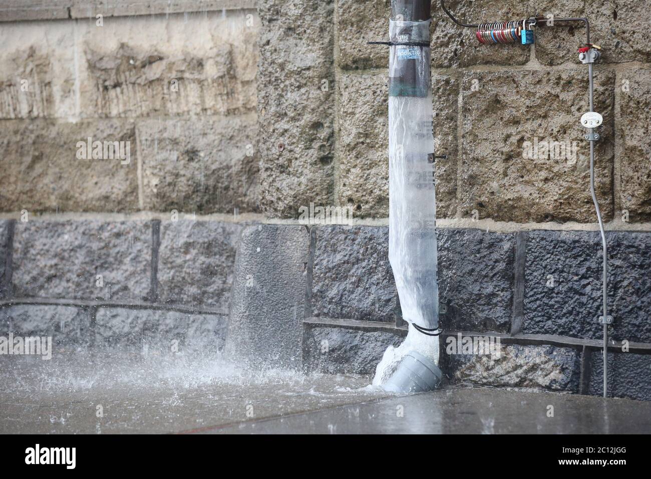 Hamburg, Germany. 13th June, 2020. A provisionally bridged drainage ...