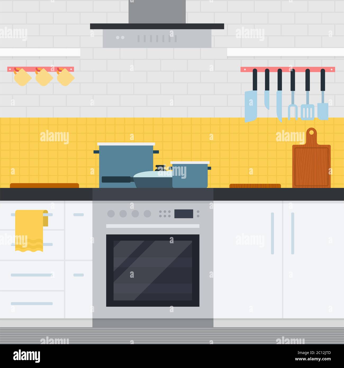 Kitchen interior vector flat isolated Stock Vector Image & Art - Alamy