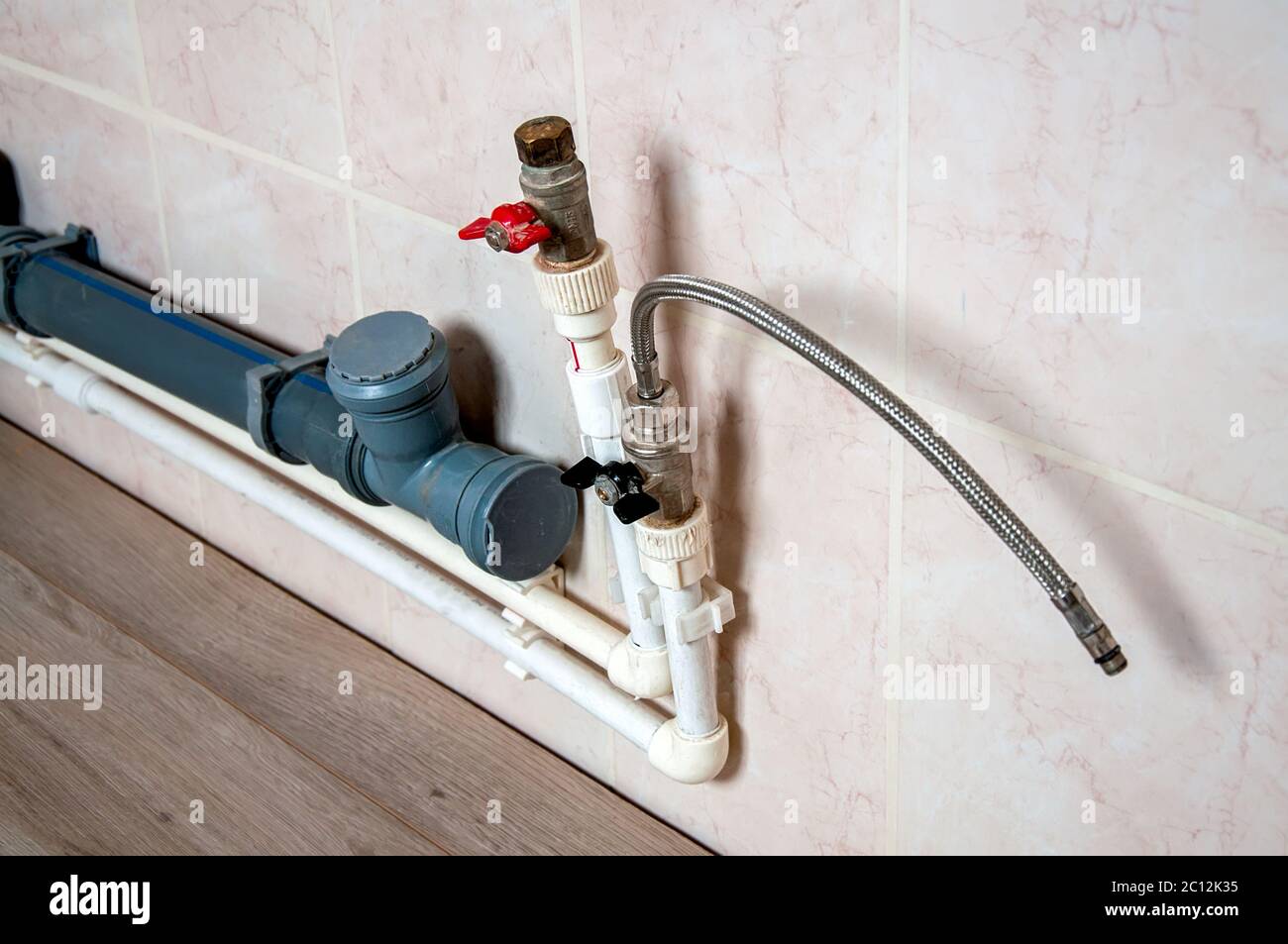 Engineering water supply, transport system line in the building. Repair ...