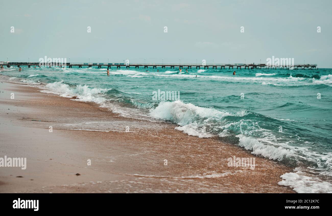 beautiful deserted sandy sea beach Stock Photo - Alamy