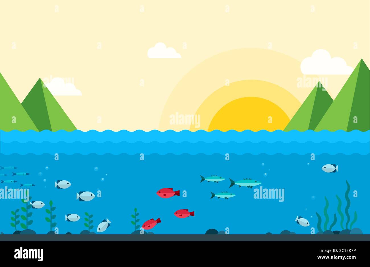 Sunset fishing trip on Stock Vector Images - Alamy