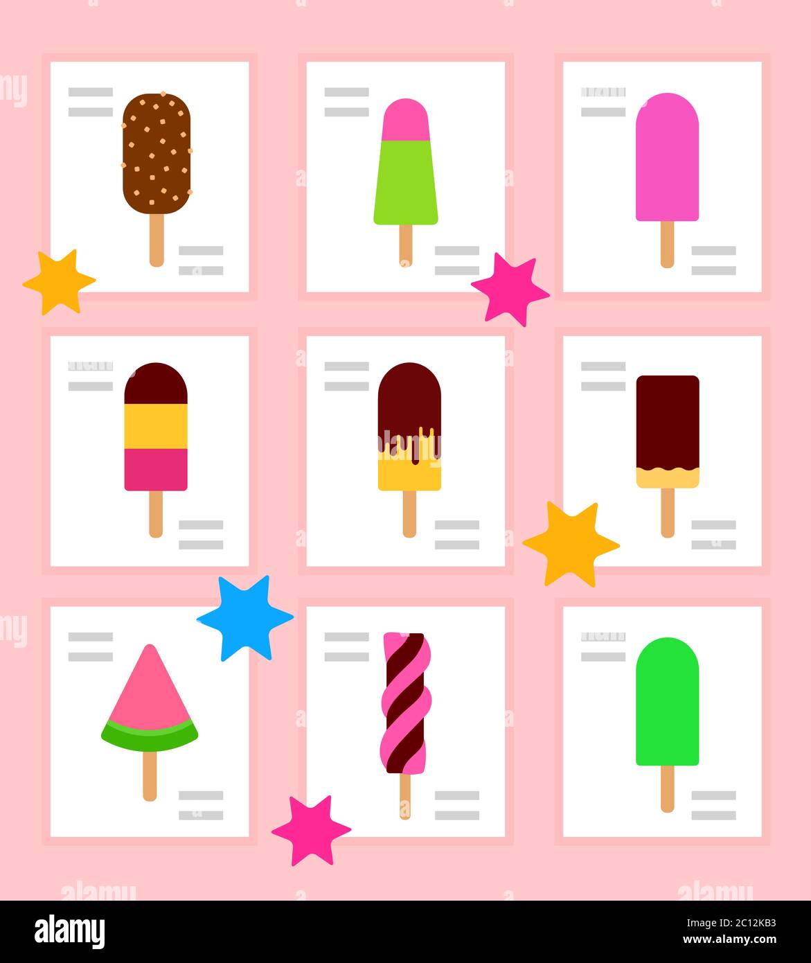 Ice cream menu vector icon flat isolated illustration Stock Vector ...
