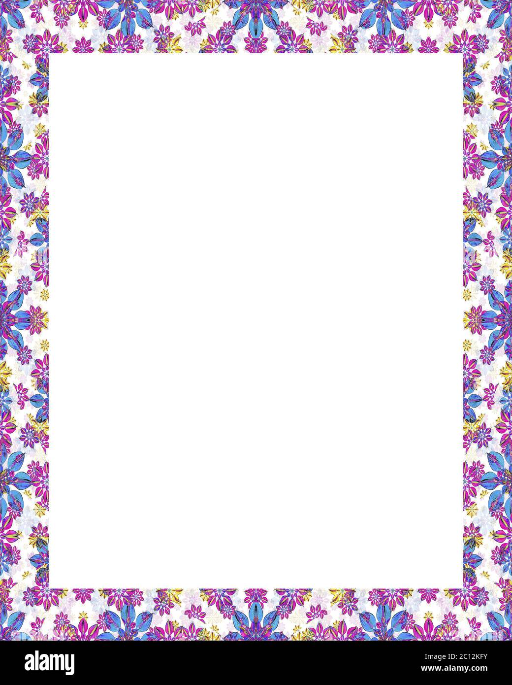 White Frame with Decorated Floral Borders Stock Photo - Alamy