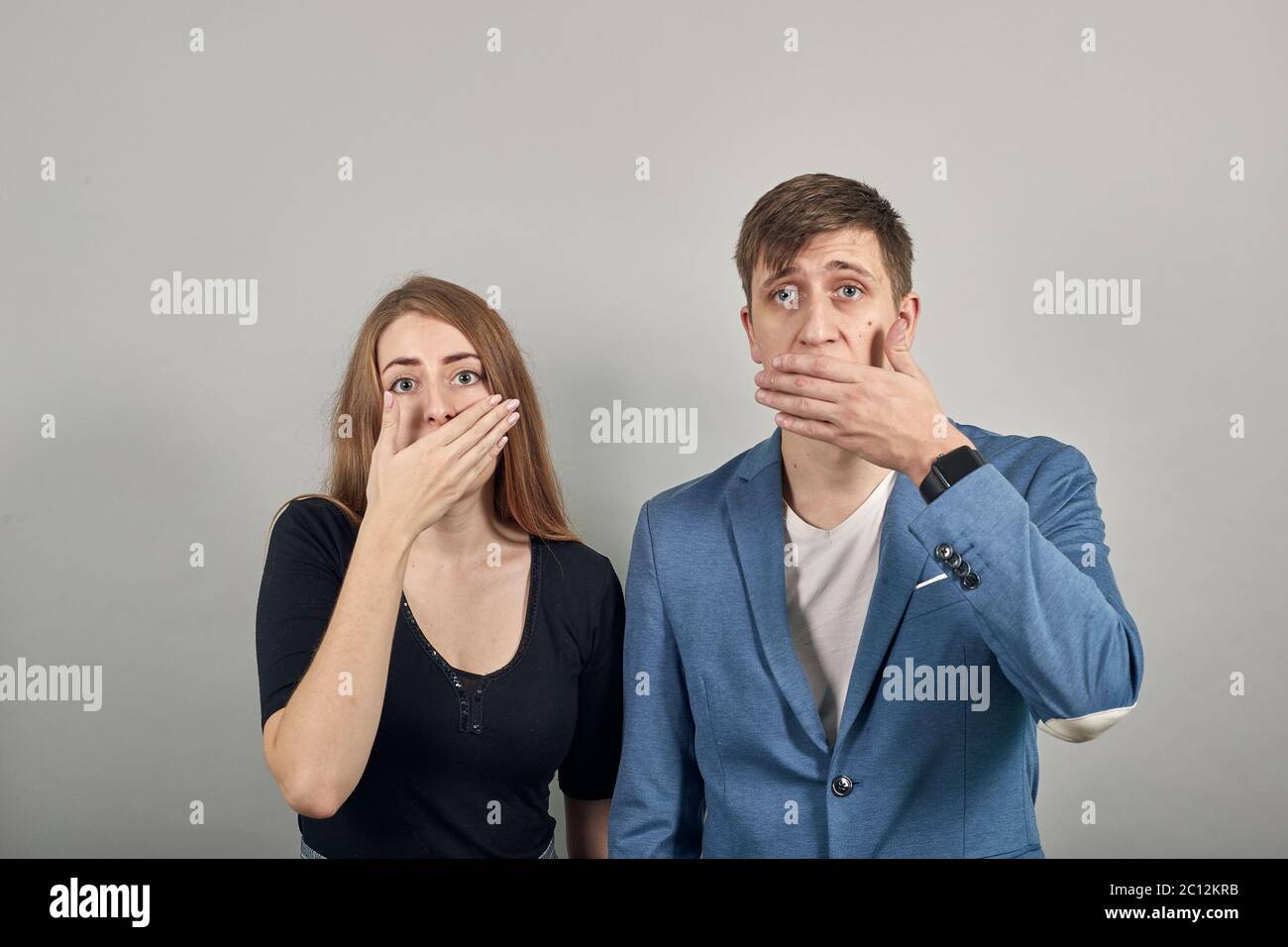 Covering mouth with palm. Can't say anything. Shocked gasping amazed ...