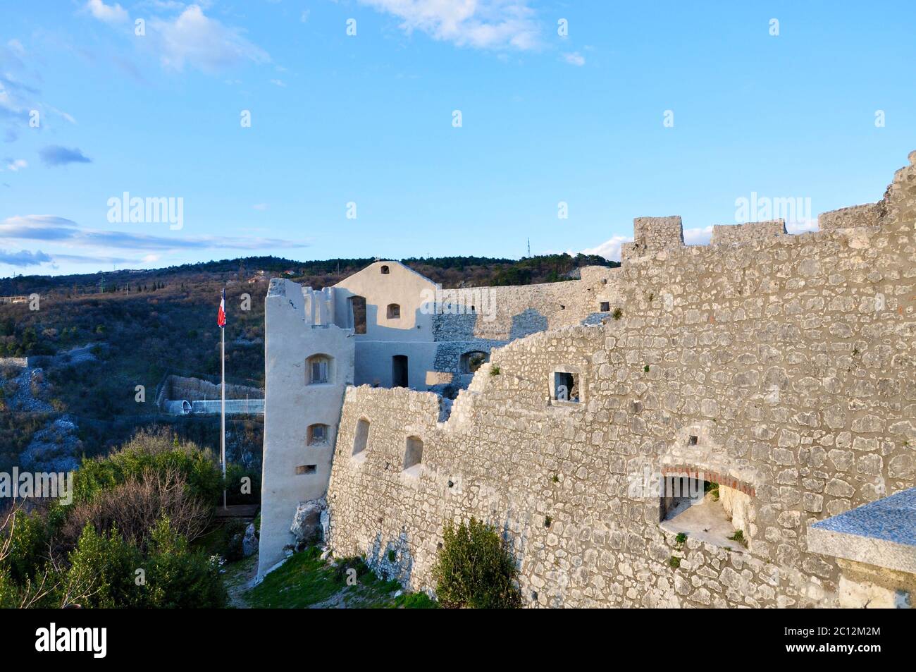 The walls of the medieval citadel Gradina in the city Rijeka, Croatia ...