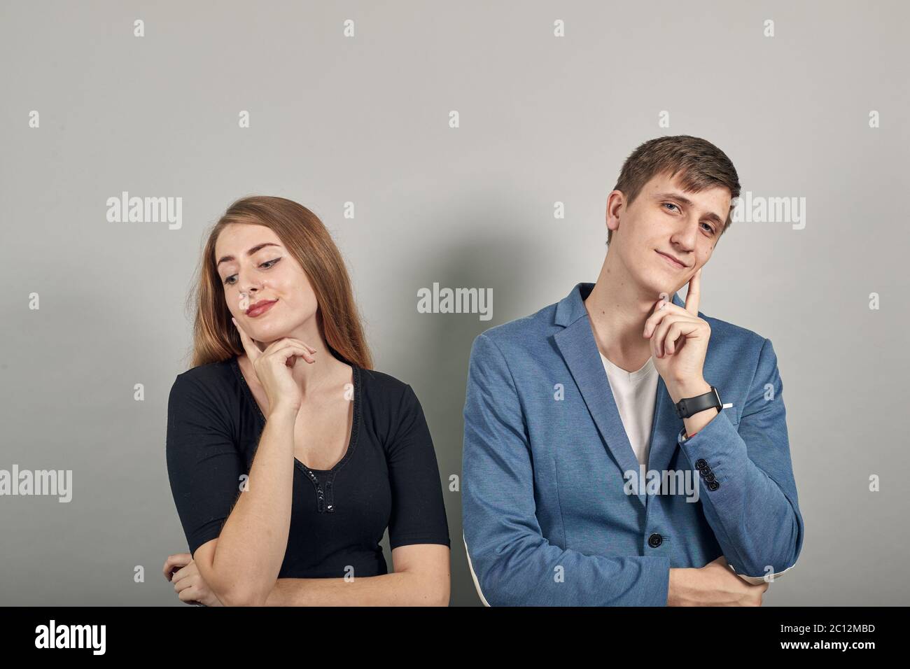 Hand on chin thinking question, pensive expression. Doubt. Thoughtful ...
