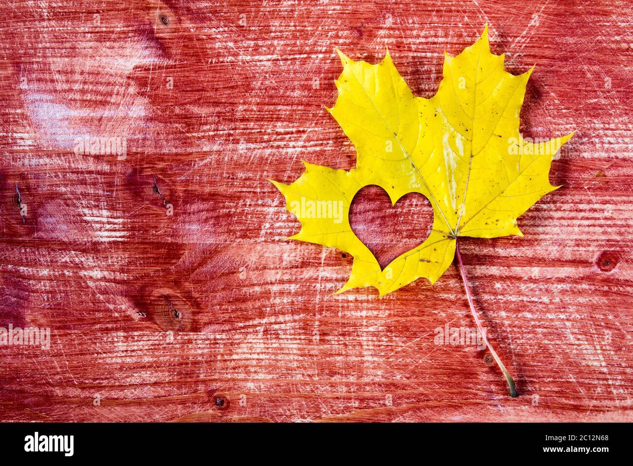 Yellow maple leaf with heart shape Stock Photo - Alamy