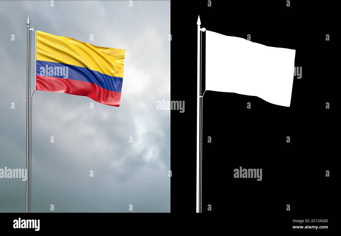 3d illustration of the state flag of the Republic of Colombia moving in ...