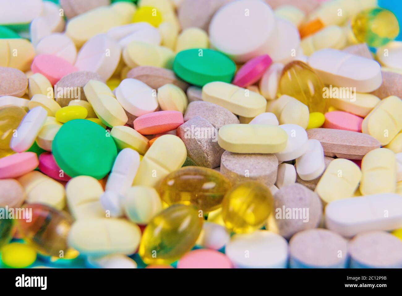 group of different colorful medication and pills top view Stock Photo ...