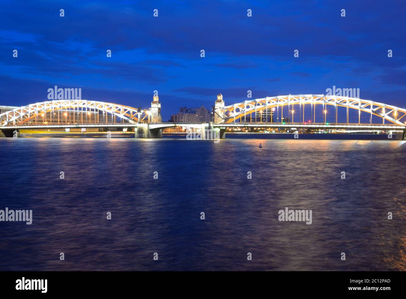 Peter the Great Bridge at night Stock Photo - Alamy