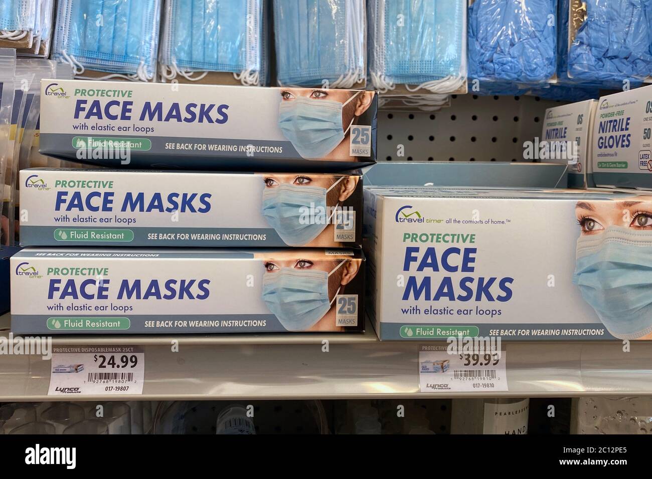 Face masks on display at the Pilot Travel Center convenience store amid ...