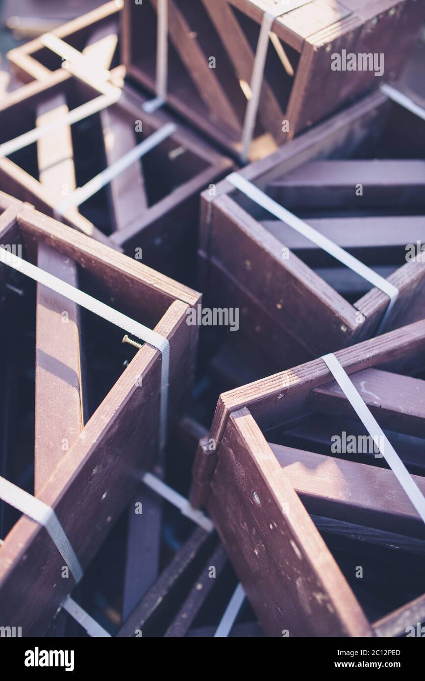 Stacked wooden crates hi-res stock photography and images - Alamy