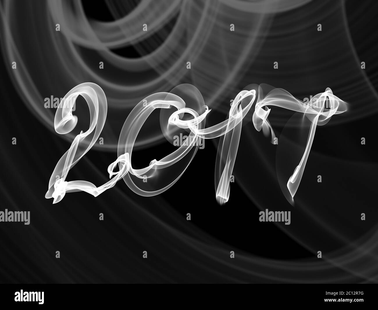 Happy new year 2017 isolated numbers written with smoke or fire on ...
