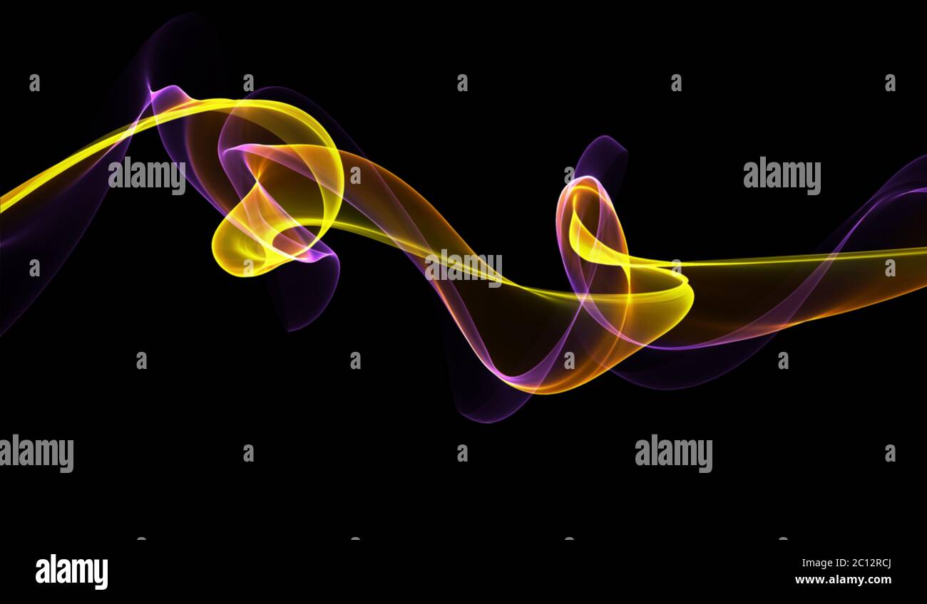 abstract colorful wavy smoke flame over black background Stock Photo ...