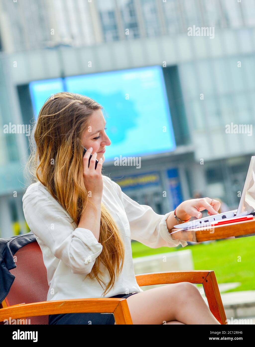 dynamic young executive taking notes on her agenda Stock Photo - Alamy