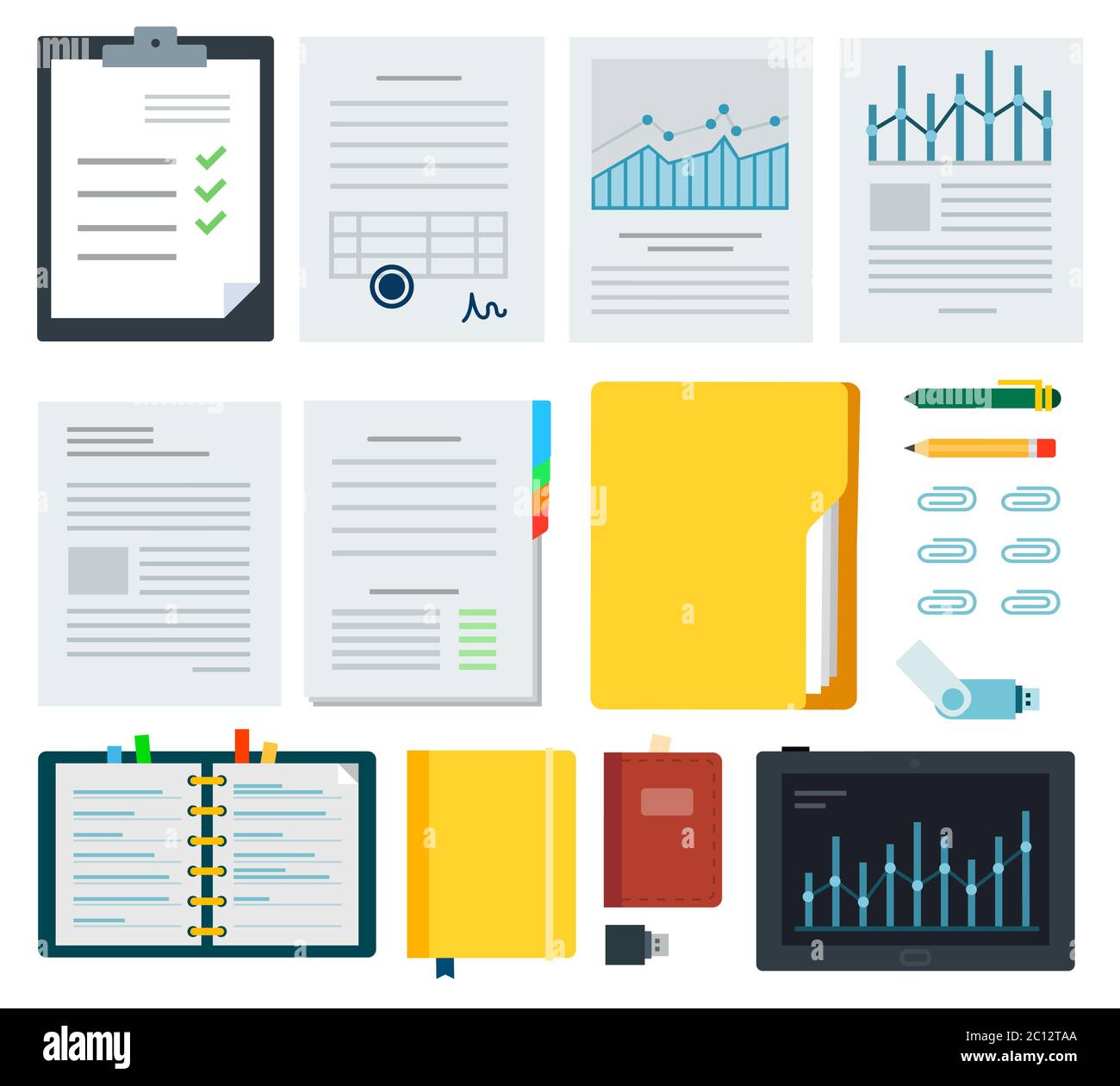 Laptop business documents on Stock Vector Images - Alamy