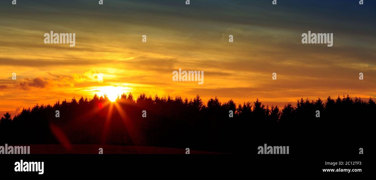Sunrise over black forest mist Stock Photo - Alamy